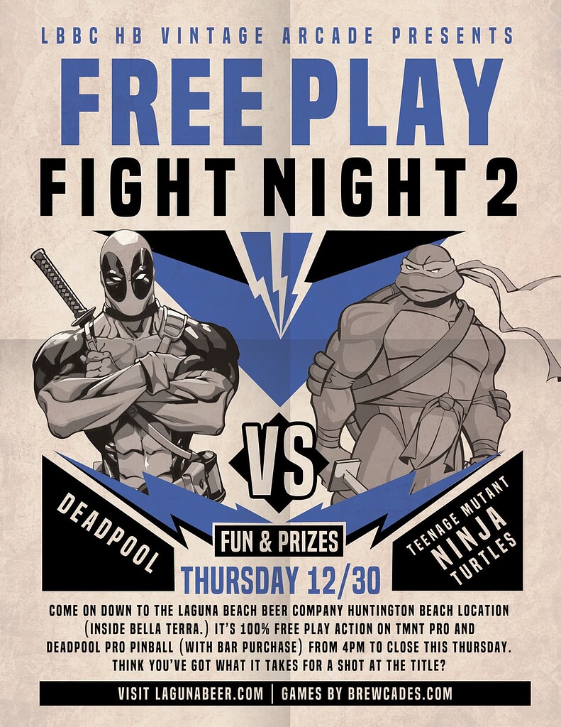 Free Play on Deadpool and TMNT - Thursday 12/30 in Huntington Beach CA ...